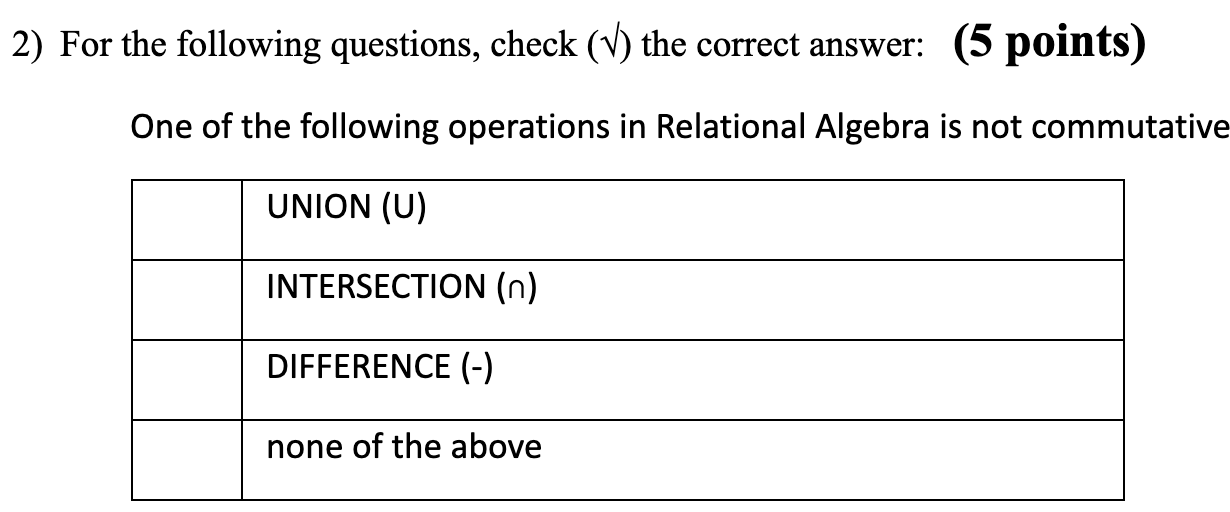 Solved (DATABASE) whats the right answer and also how can i | Chegg.com