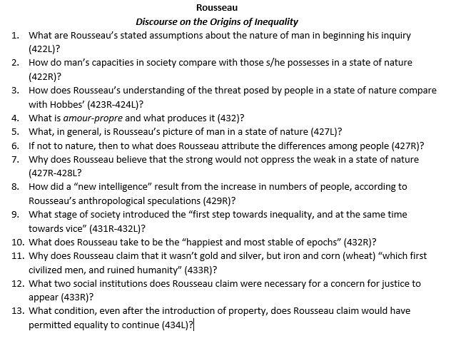 Solved Rousseau Discourse on the Origins of Inequality 1. | Chegg.com