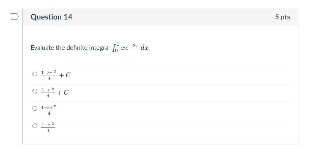 Solved Question 14 5 pts Evaluate the definite integral So | Chegg.com