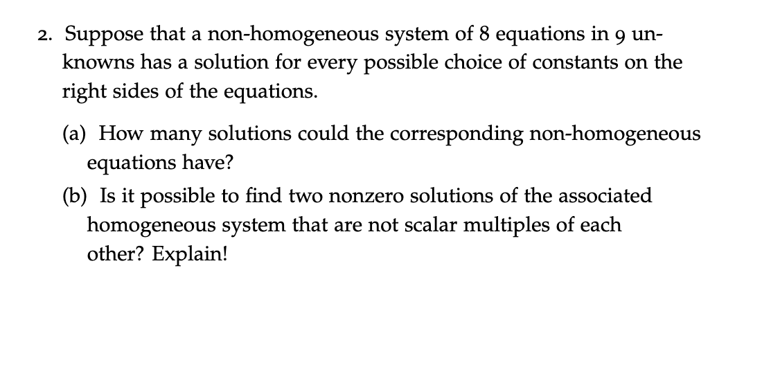 Solved 2. Suppose that a non-homogeneous system of 8 | Chegg.com