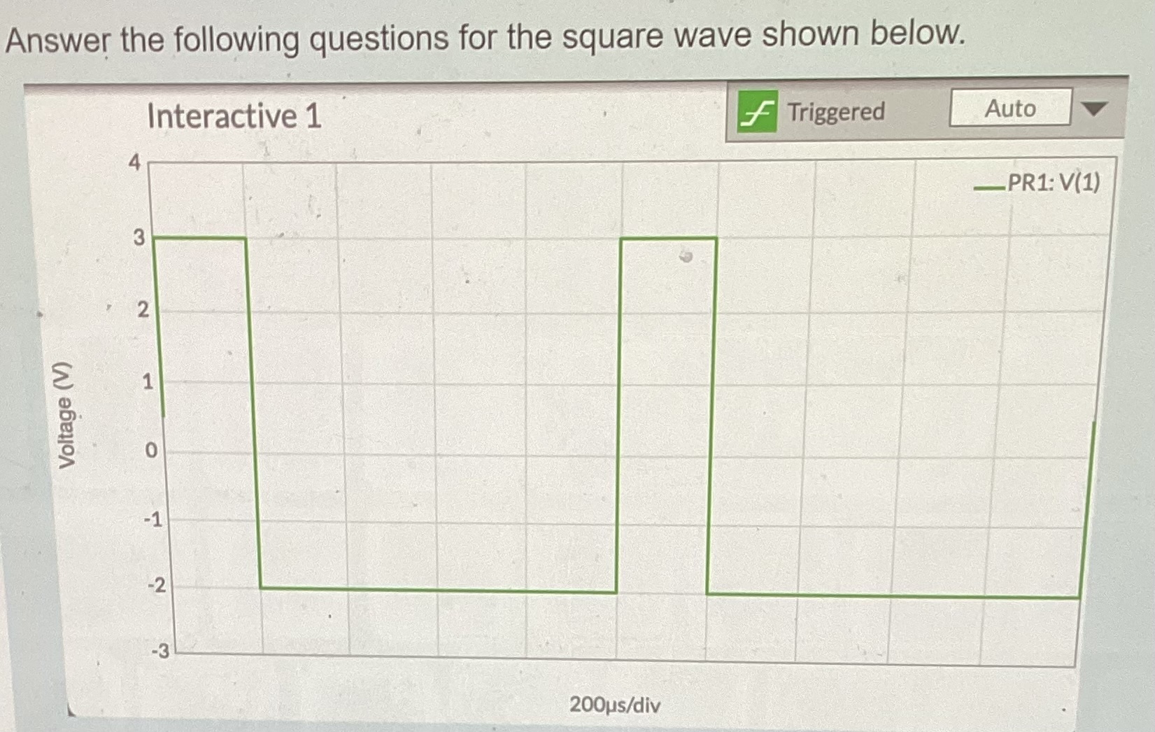 Solved A 1 Khz 25 Duty Cycle Square Wave Is Applied To A 