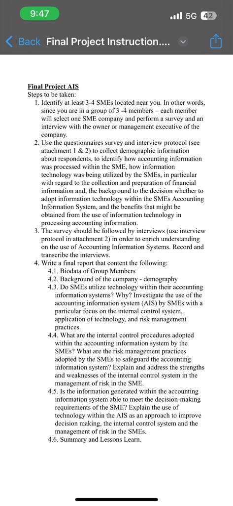 Solved Final Project AIS Steps to be taken: 1. Identify at | Chegg.com