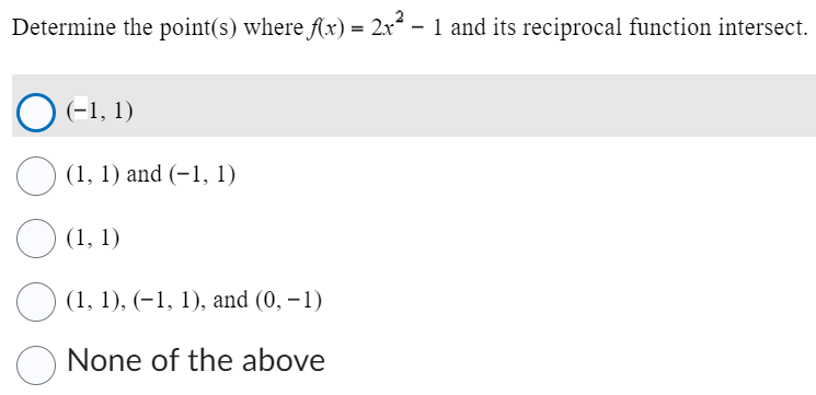 Solved Determine the point(s) ﻿where f(x)=2x2-1 ﻿and its | Chegg.com
