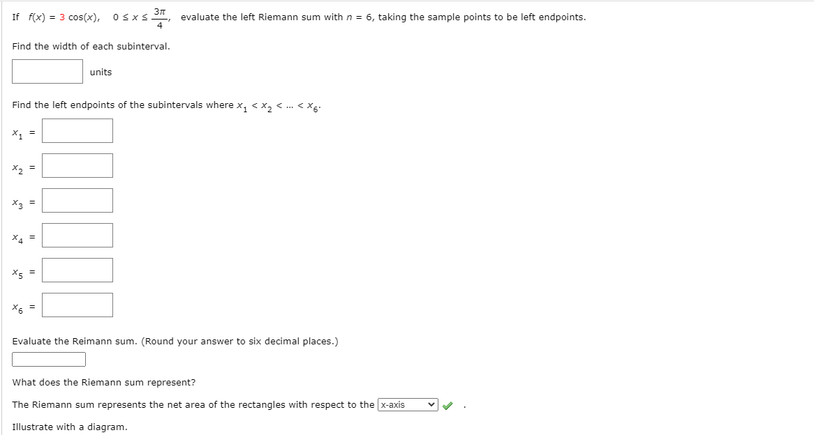Solved Зл If f(x) = 3 cos(x), Osxs evaluate the left Riemann | Chegg.com