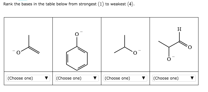Solved Rank the bases in the table below from strongest (1) | Chegg.com