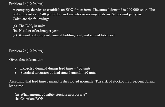 Solved Problem 1: (10 ﻿Points)A company decides to establish | Chegg.com