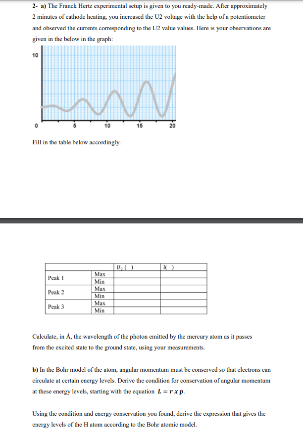 2- a) The Franck Hertz experimental setup is given to | Chegg.com