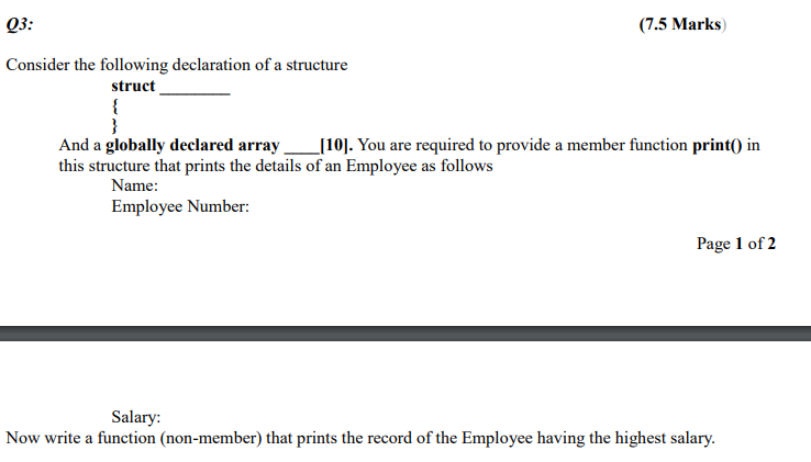 Solved Q3: (7.5 Marks Consider the following declaration of | Chegg.com