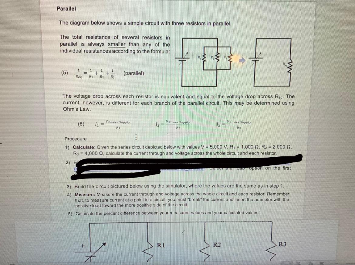 Solved Parallel The diagram below shows a simple circuit | Chegg.com