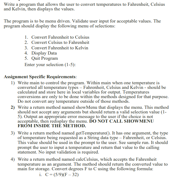 Solved Write a program that allows the user to convert | Chegg.com