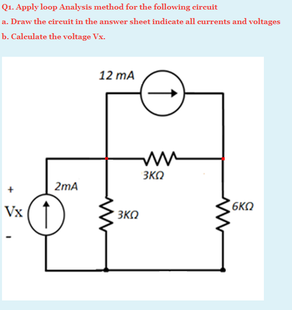 Solved Q1. Apply loop Analysis method for the following | Chegg.com
