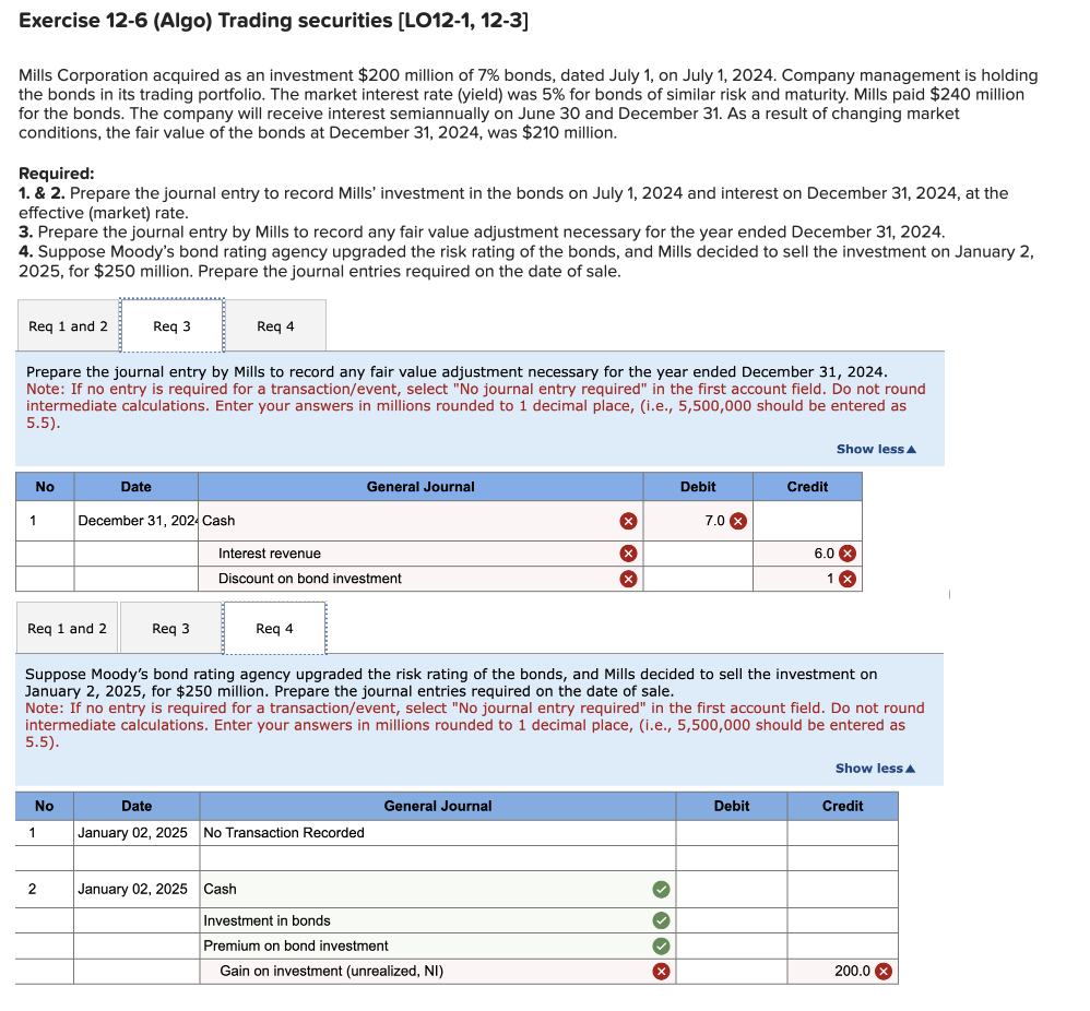 Solved Exercise 12-6 (Algo) ﻿Trading securities | Chegg.com