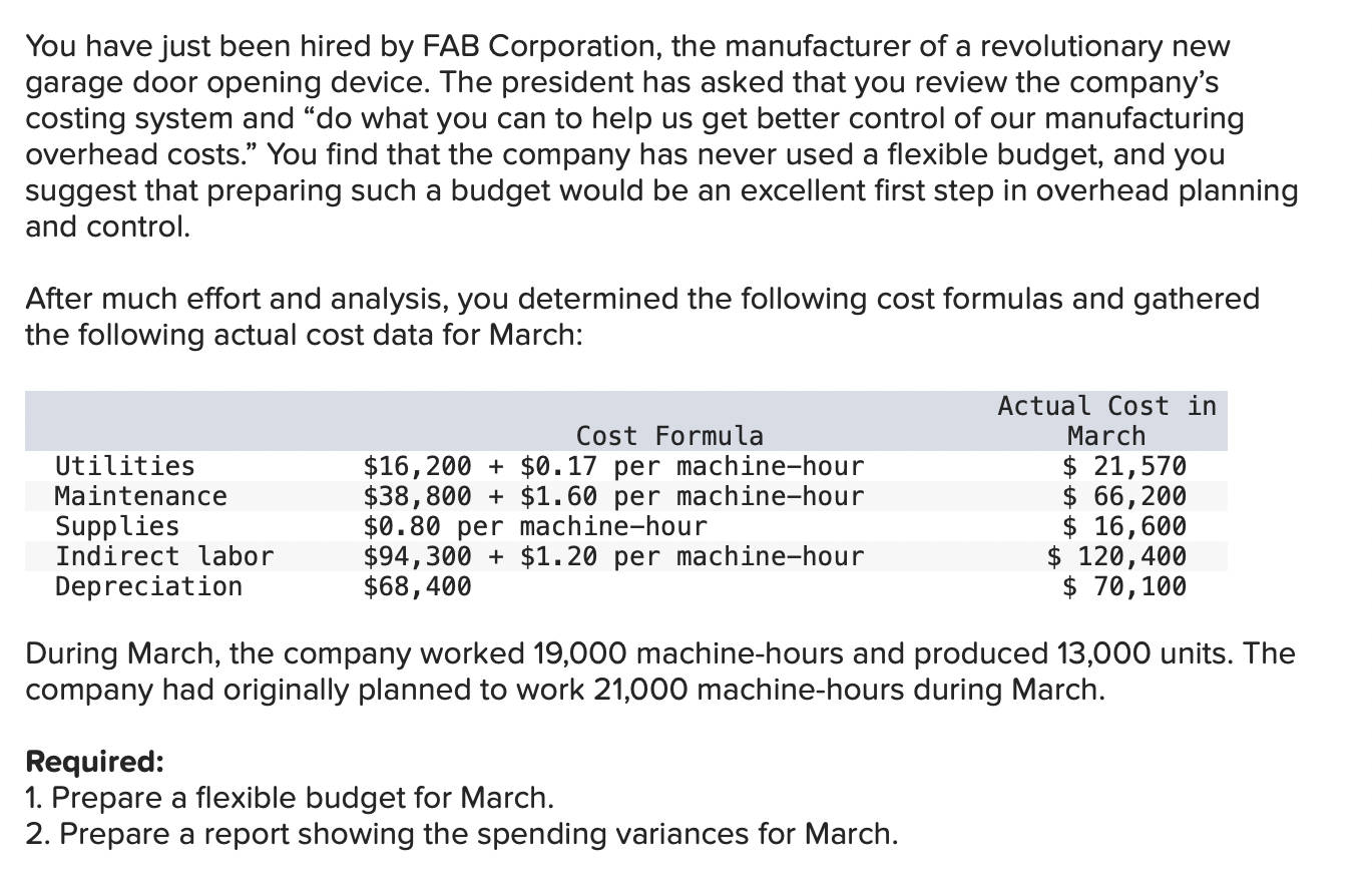 Solved You have just been hired by FAB Corporation, the | Chegg.com