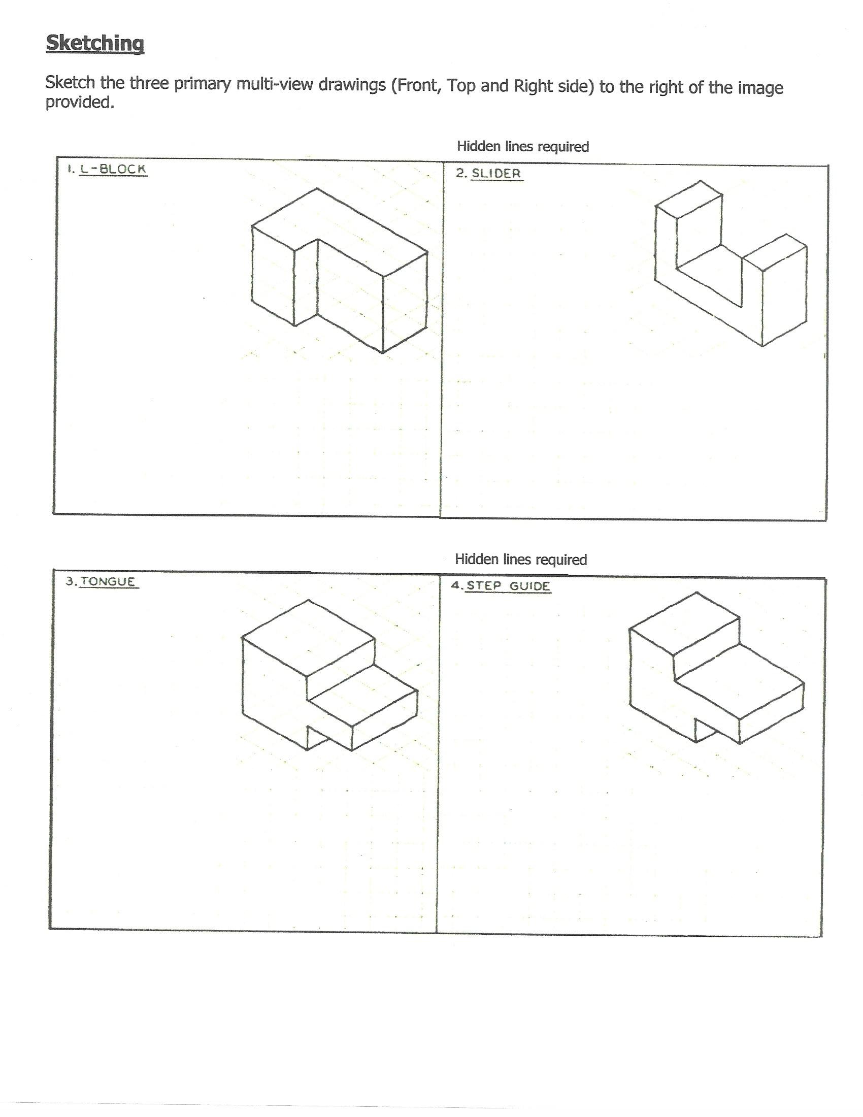 Solved Draw the the three primary multi-view drawings | Chegg.com