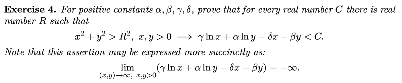Solved Exercise 4. For positive constants α,β,γ,δ, prove | Chegg.com