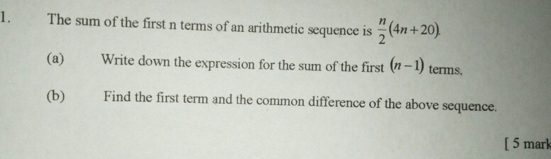 Solved The sum of the first n terms of an arithmetic | Chegg.com