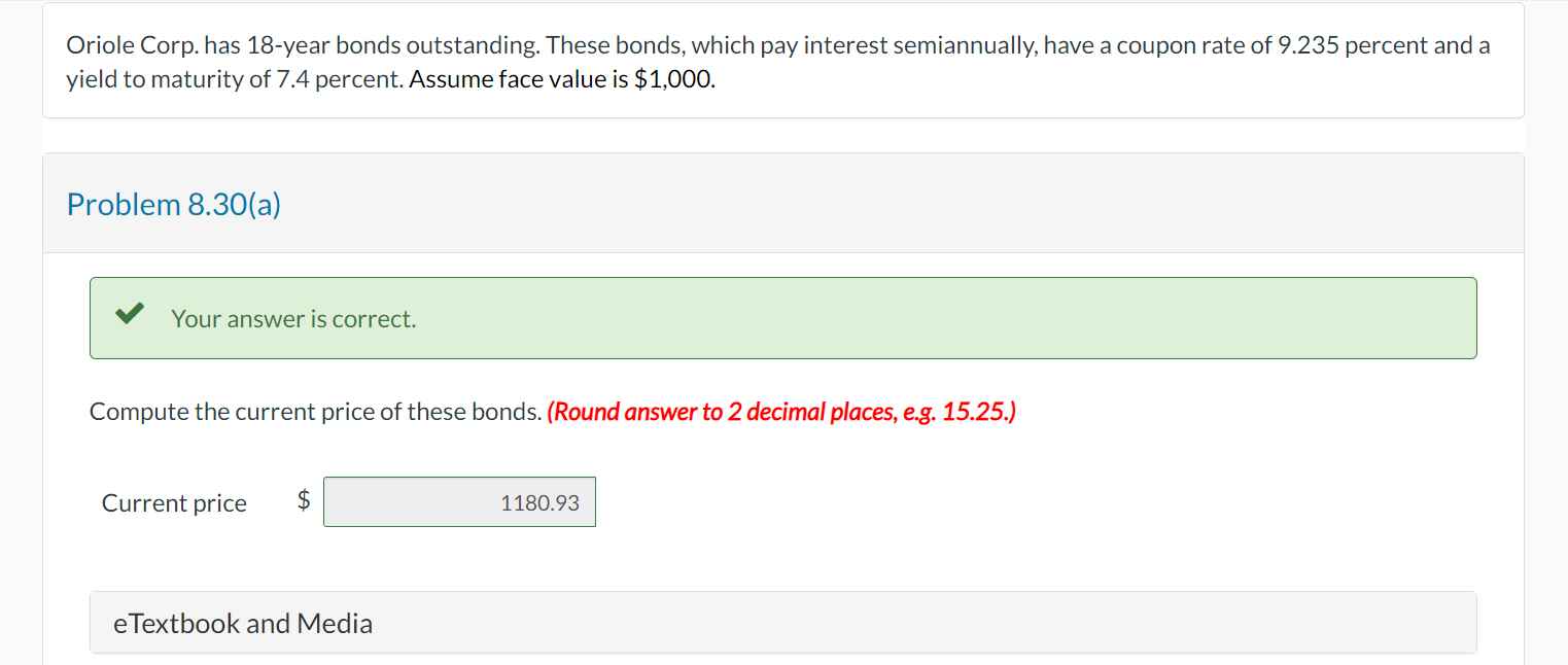 Solved Oriole Corp. has 18-year bonds outstanding. These | Chegg.com