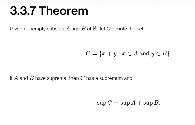 Solved Given nonempty subsets A and B of R, let C denote the | Chegg.com