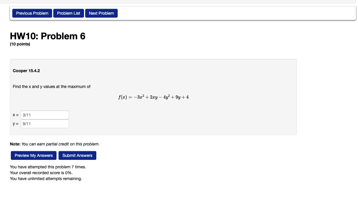 Solved Previous Problem Problem List Next Problem HW10: | Chegg.com