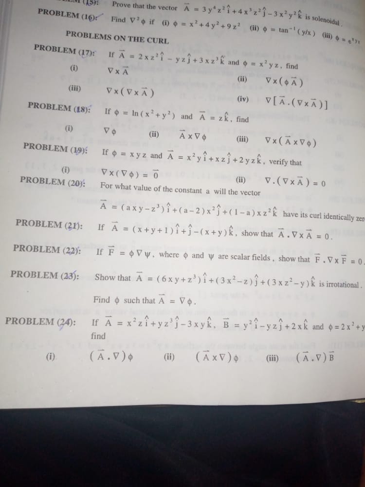 Solved 224 GRADIENT , DIVERGENCE, AND CURL ( (i) PROBLEMS ON | Chegg.com