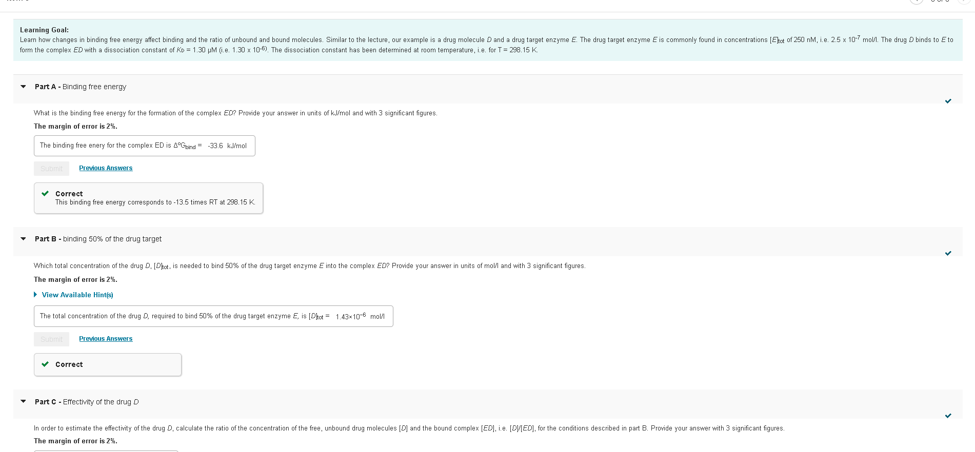 Solved Learning Goal: Learn how changes in binding free | Chegg.com