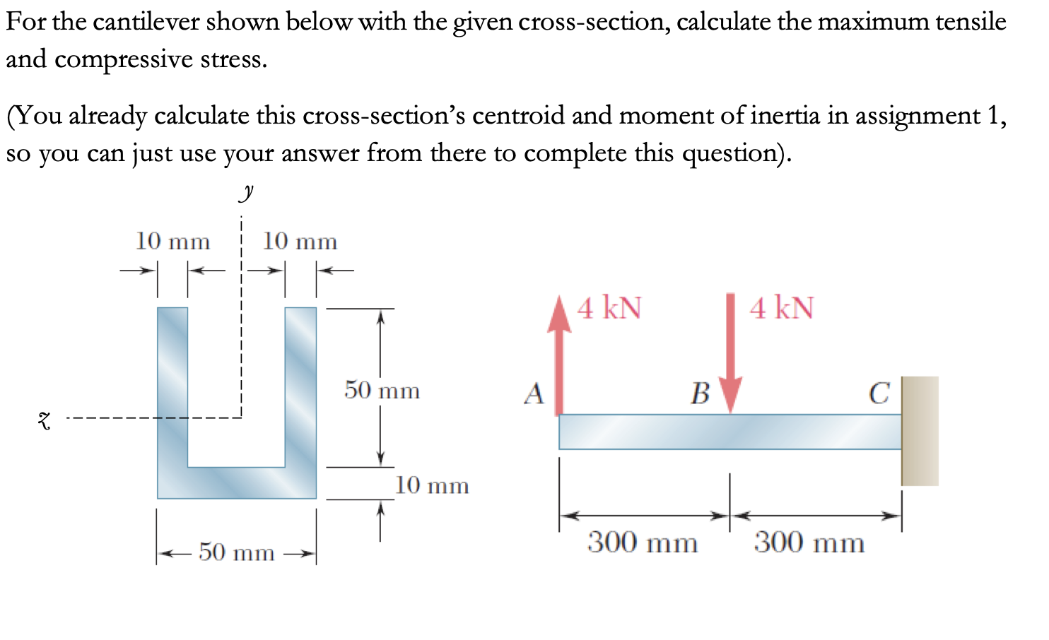 Solved For the cantilever shown below with the given | Chegg.com