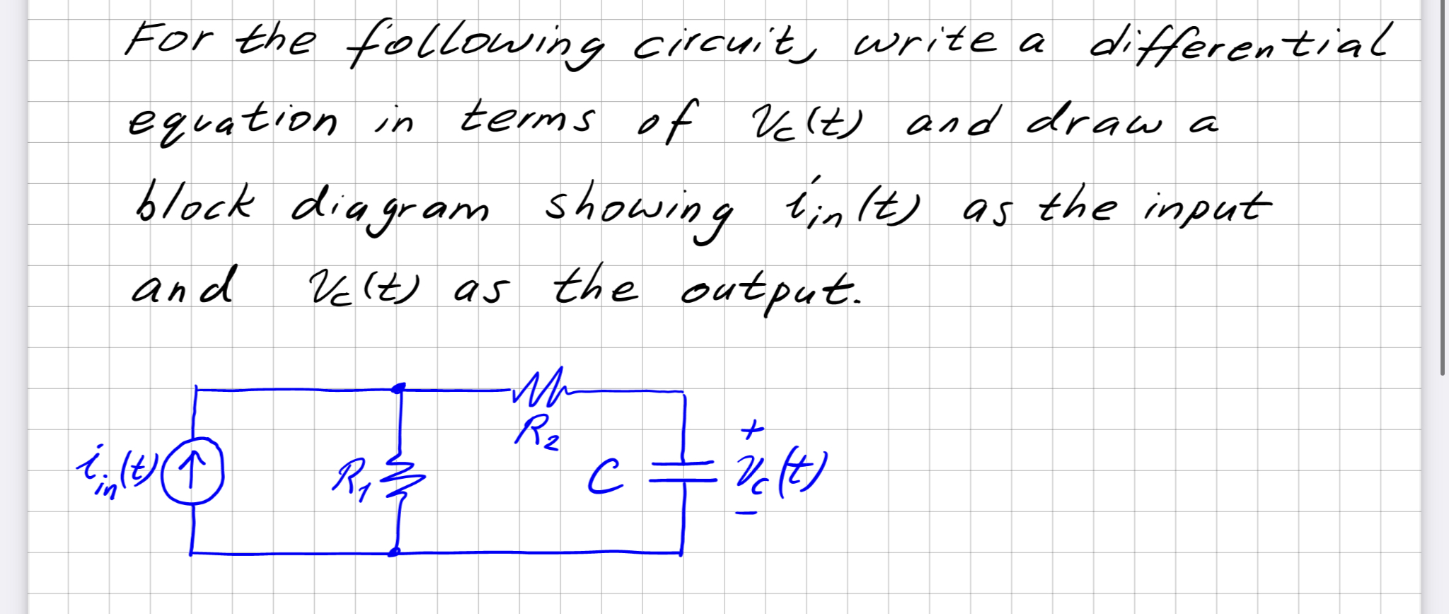 Solved For the following circuit, write a differential | Chegg.com