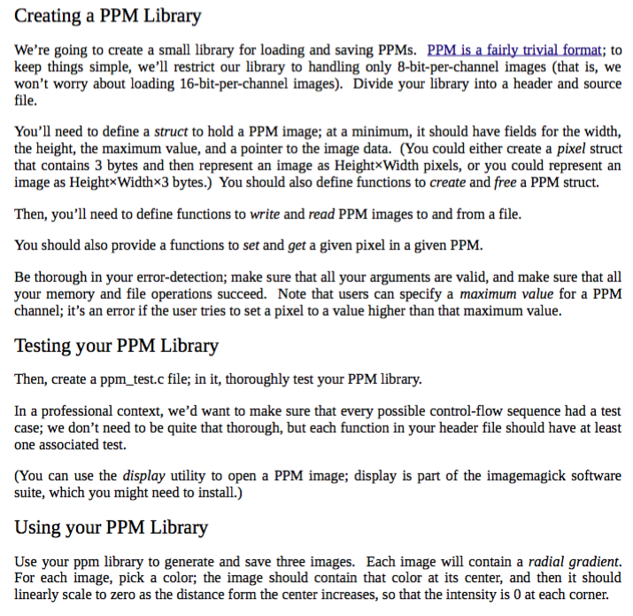 Creating a PPM Library We're going to create a small | Chegg.com