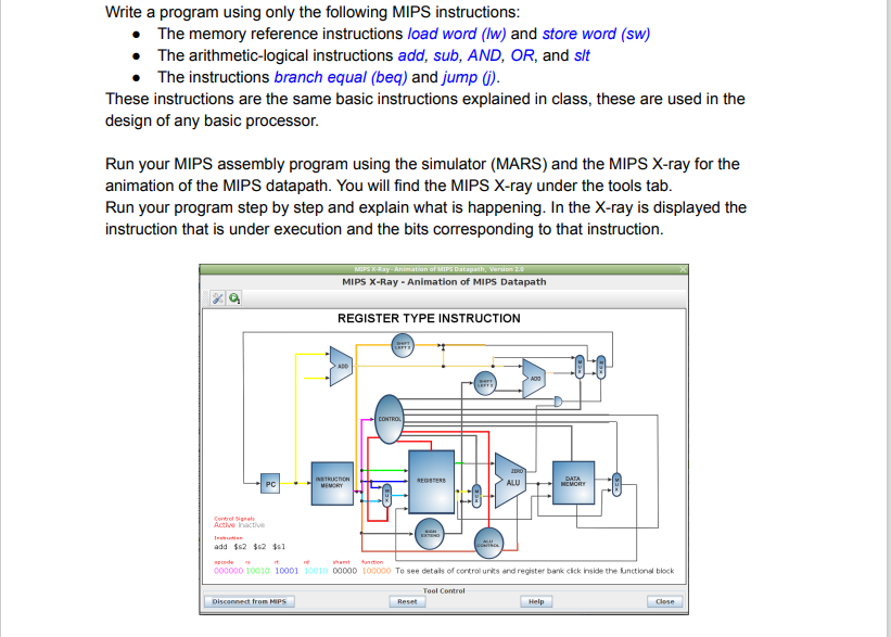 Solved Write a program using only the following MIPS | Chegg.com