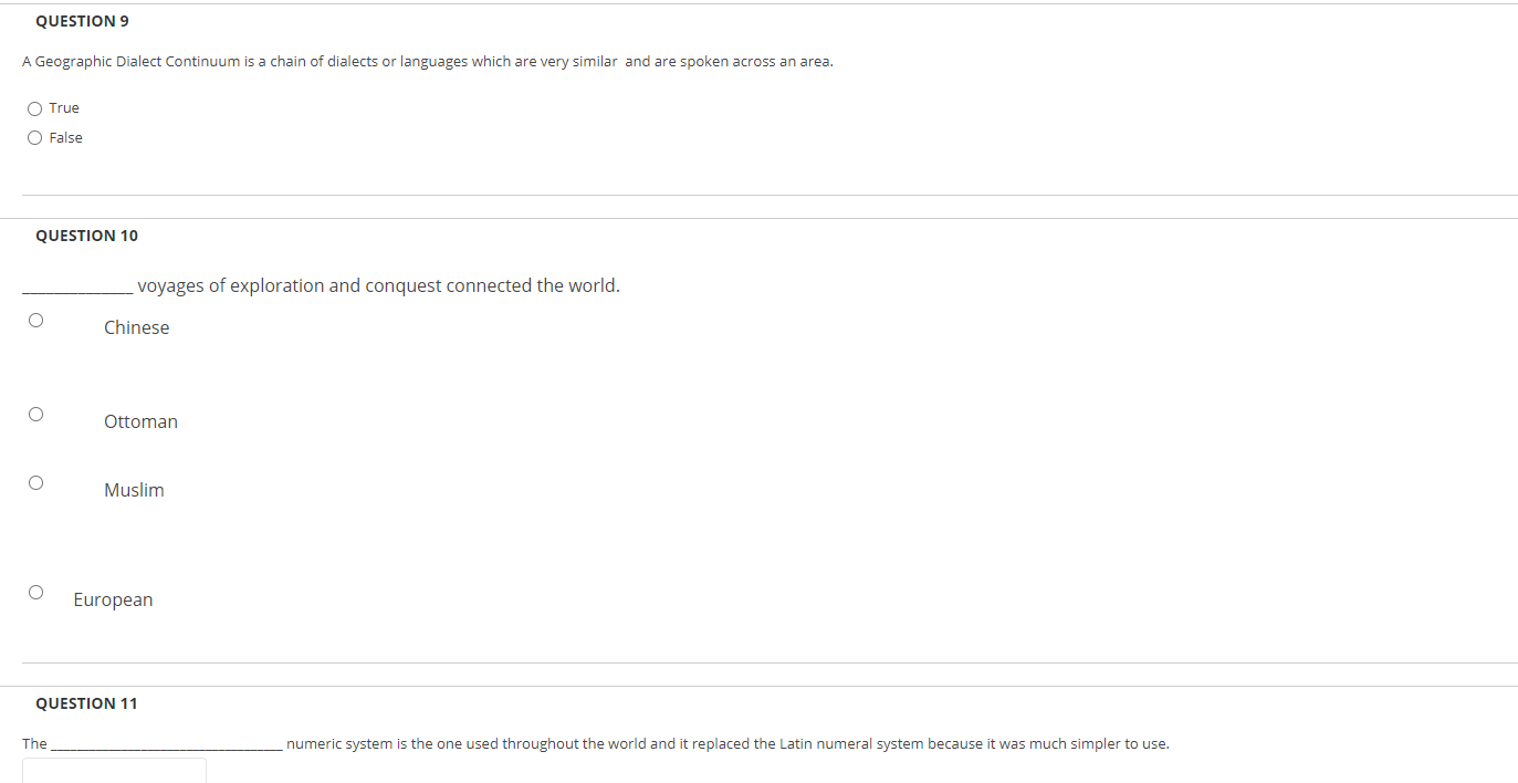 Solved QUESTION 9 A Geographic Dialect Continuum is a chain | Chegg.com