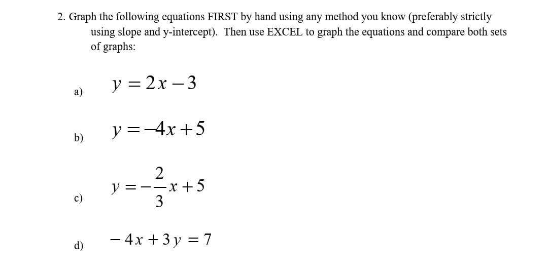 Solved 2. Graph the following equations FIRST by hand using | Chegg.com