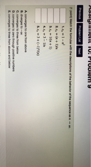 Solved Previous Problem ListNext (1 point) Match the | Chegg.com