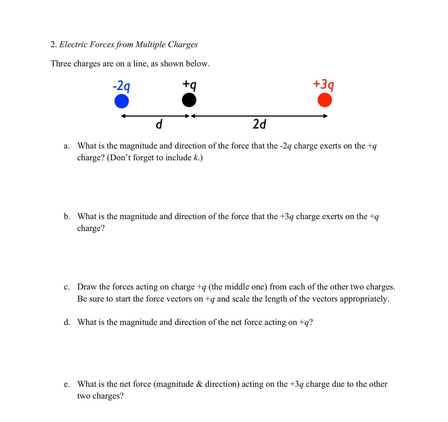 Solved 2. ﻿Electric Forces from Multiple ChargesThree | Chegg.com