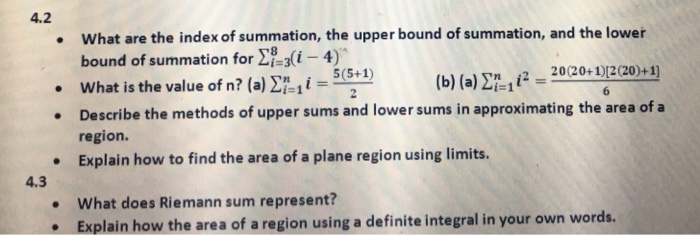Solved 4.2 What are the index of summation, the upper bound | Chegg.com