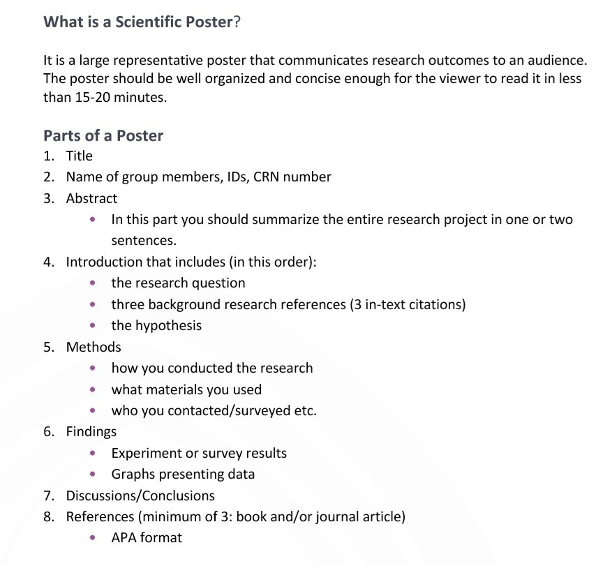 What is a Scientific Poster? It is a large | Chegg.com