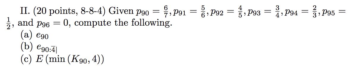 II. (20 points, 8-8-4) Given pgo = 9, P91 = 5, P92 = | Chegg.com