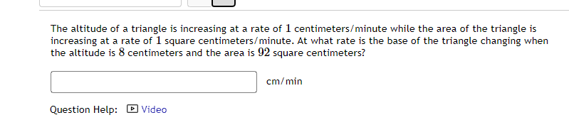 Solved The altitude of a triangle is increasing at a rate of | Chegg.com