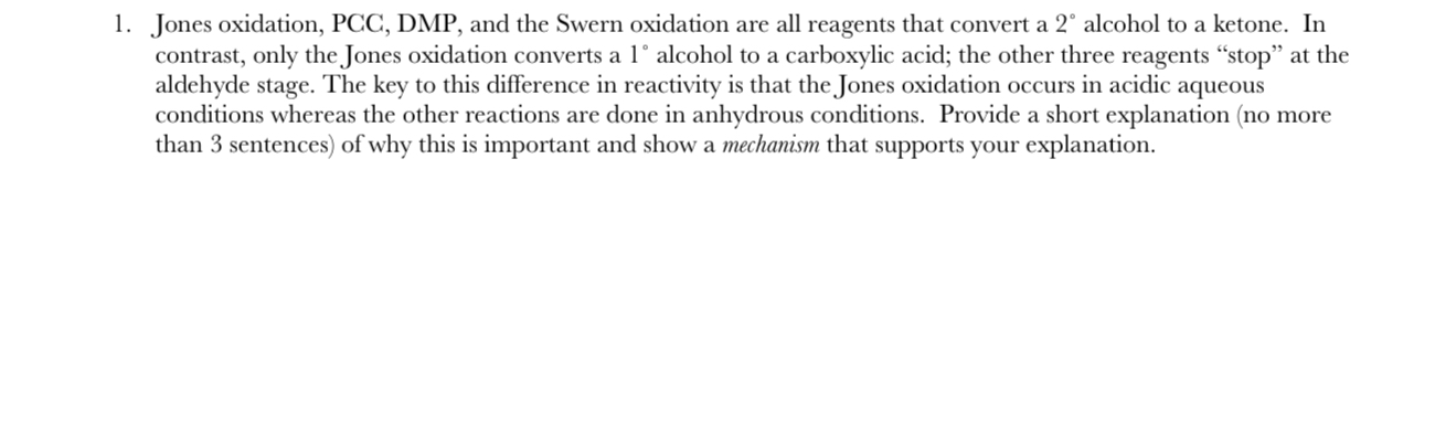 Solved Jones oxidation, PCC, DMP, and the Swern oxidation | Chegg.com