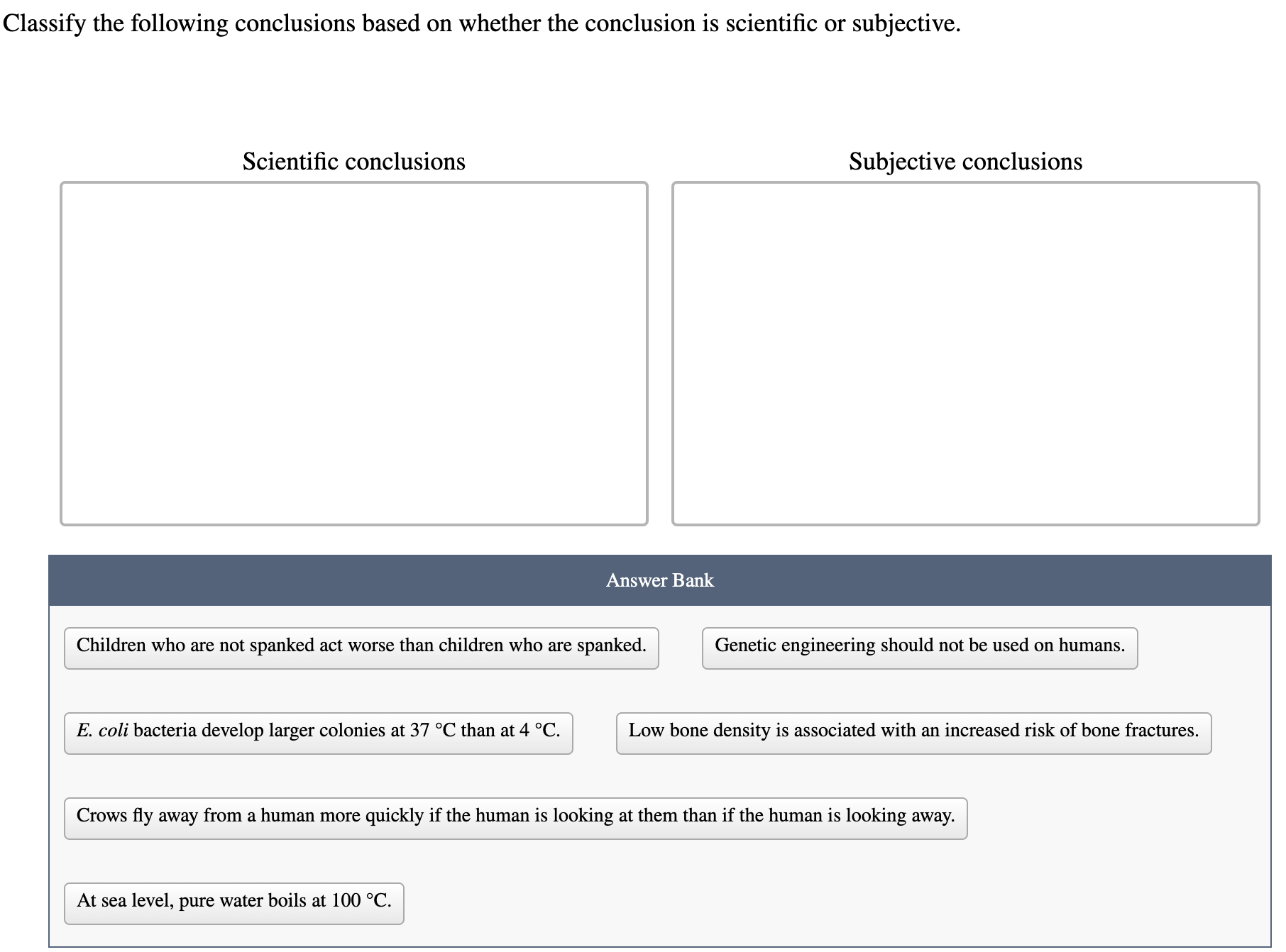 High Quality SOLUTION Classify the following conclusions based on whether | Chegg.com