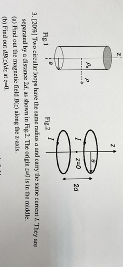 Solved 3. [20\%] Two circular loops have the same radius a | Chegg.com