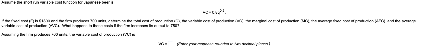 Solved Consider the following production function: | Chegg.com