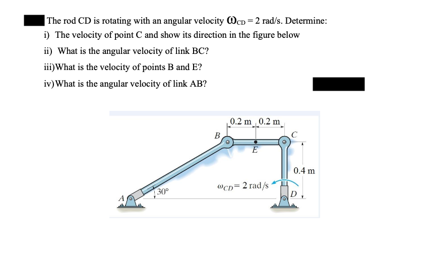 Solved |The rod CD is rotating with an angular velocity CD = | Chegg.com