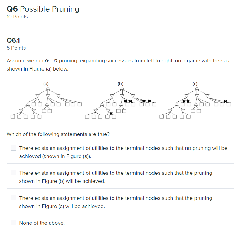 Q6 Possible Pruning 10 Points Q6.1 5 Points Assume we | Chegg.com