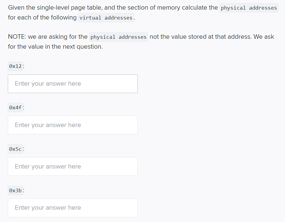 Solved Single-level page table Imagine an 8-bit address | Chegg.com
