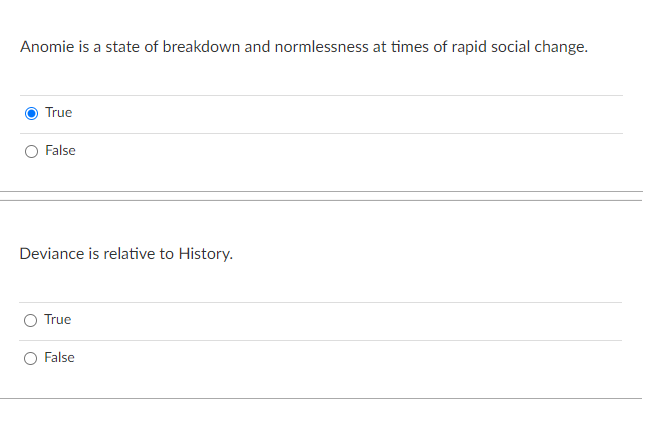 Solved Anomie is a state of breakdown and normlessness at | Chegg.com
