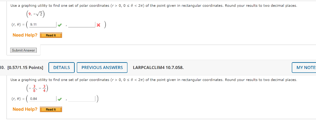 Solved Use a graphing utility to find one set of polar | Chegg.com