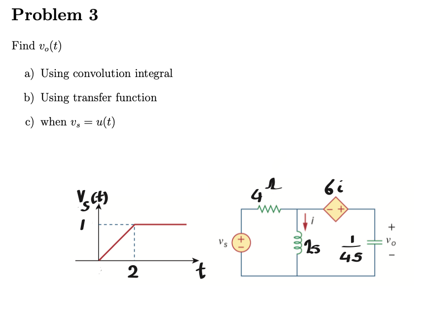 Solved Problem 3 Find vo(t) a) Using convolution integral b) | Chegg.com