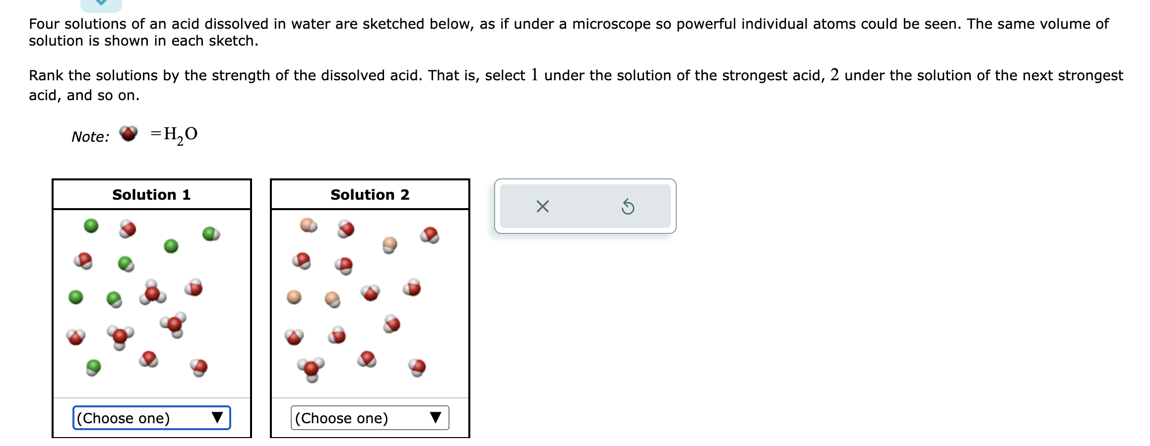 Four solutions of an acid dissolved in water are | Chegg.com