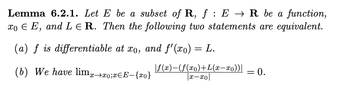 Solved Lemma 6.2.1. Let E be a subset of R,f:E→R be a | Chegg.com