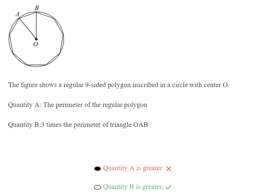 Solved The figure shows a regular 9-sided polygon inscribed | Chegg.com